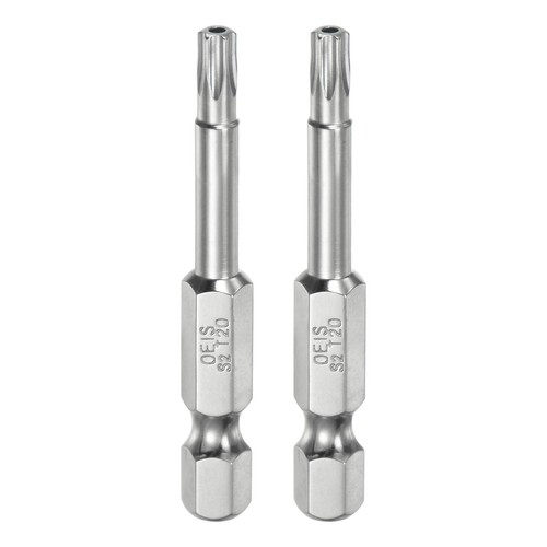 2pcs T20 Security Torx Bit 1/4" Hex Shank 2" Long Tamper Resistant Star ...