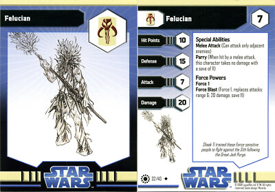 Star Wars Miniatures Jedi Academy FELUCIAN #32 Warrior Chieftain card ...
