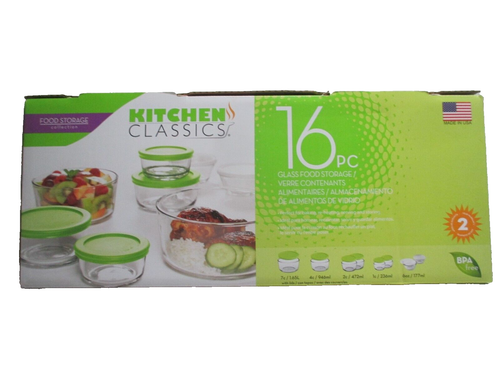 Kitchen Classics 16 pc Food Storage 7C 4C 2-2C 2-1C 2-6oz Lids BPA FREE ...
