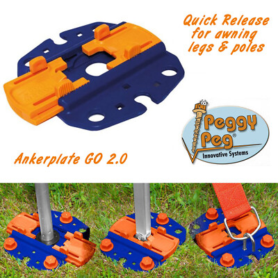 2x Peggy Peg ANCHOR PLATE GO 2.0 QUICK RELEASE awning legs Fiamma F45S ...