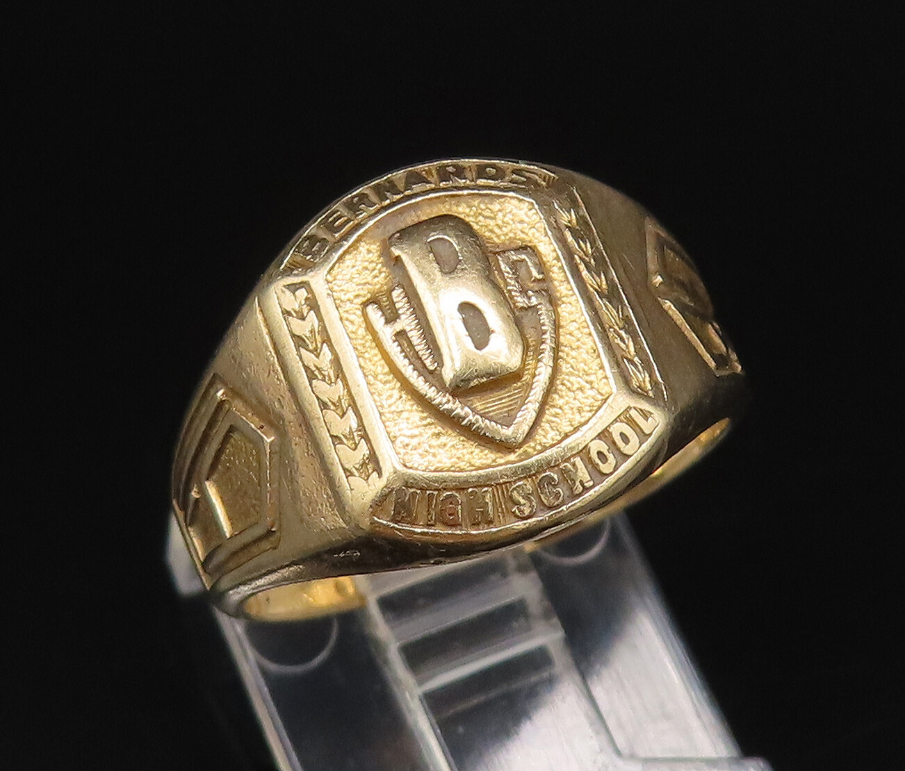 10K GOLD - Vintage Antique 1937 Bernard High School Signet Ring Sz 7.5 ...