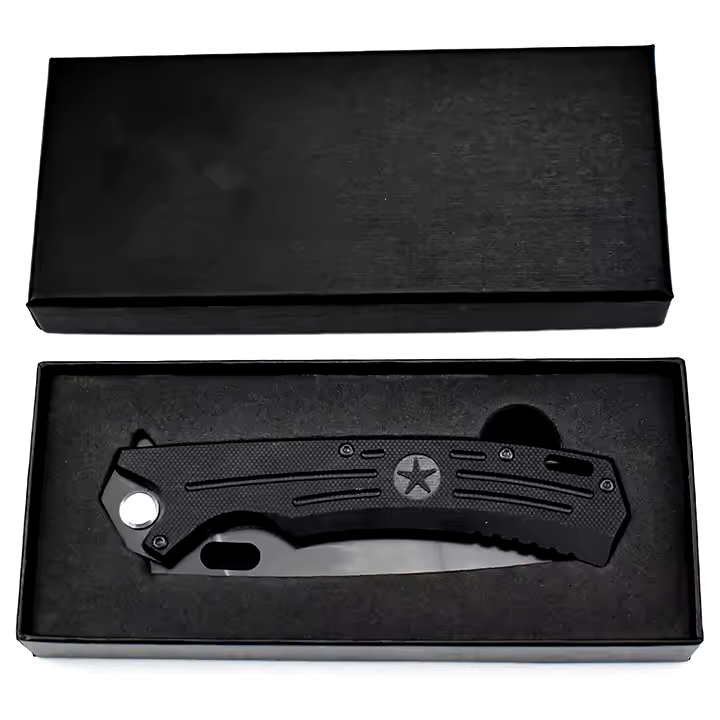 NOKS “Major” Tactical EDC Knife W/Black G10 Handle - D2 Blade, Black ...