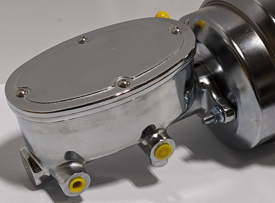 8" Silver Dual Diaphragm Power Brake Booster + Chrome Tandem 1" Master ...