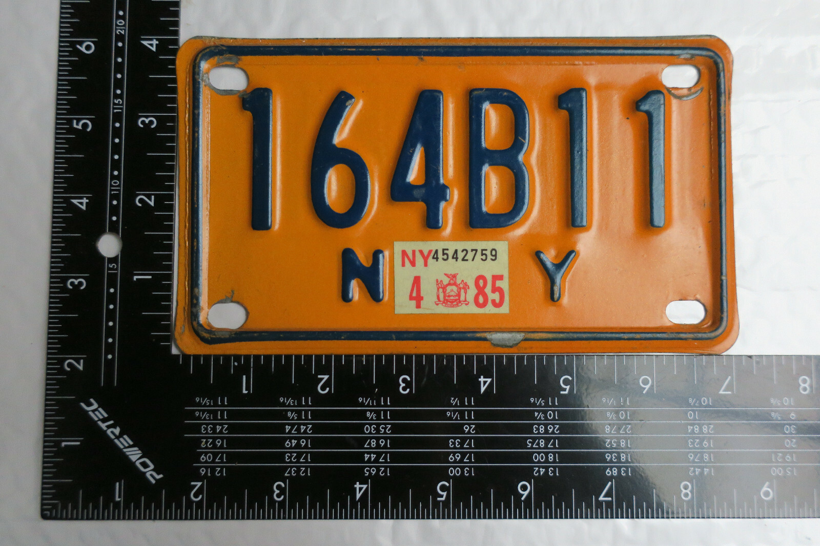 1985 85 NEW YORK NY MOPED LICENSE PLATE TAG # 164B11 - ORIGINAL NATURAL ...