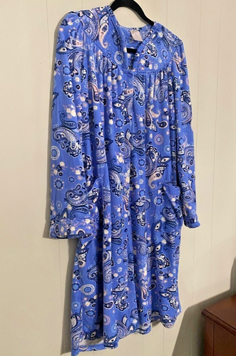 Secret Treasures Vintage Blue Paisley Velour Robe, Housecoat, Moo Moo ...