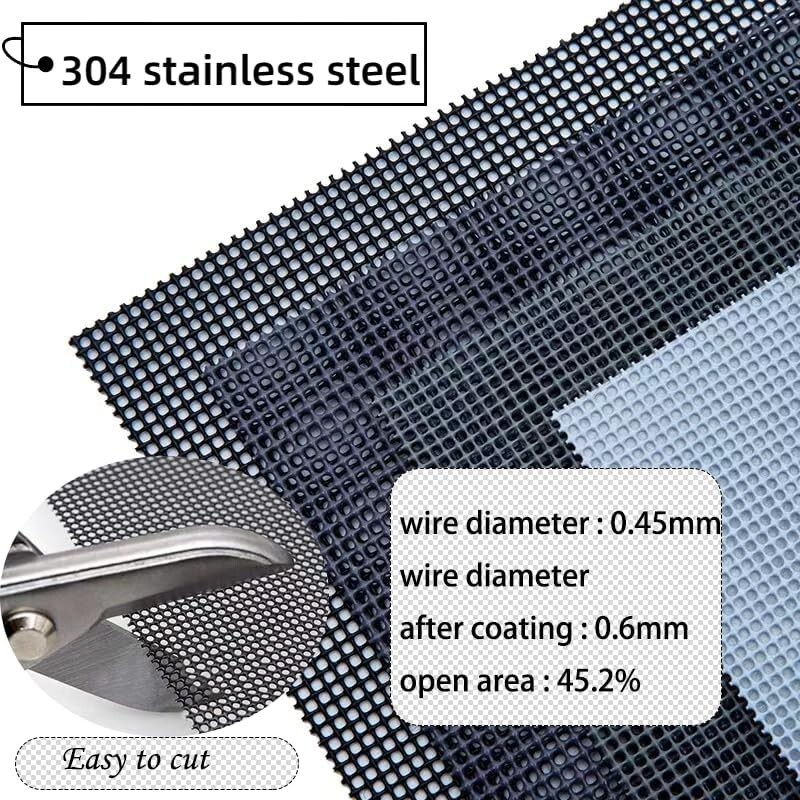 Stainless Steel Mesh Screen, 4 Pack 14 Mesh Hard 304 PVC Coated ...