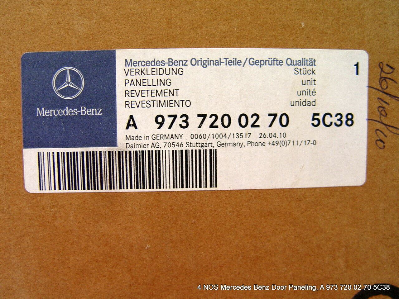 4 New Old Stock Mercedes Benz Door Paneling Panels A 973 720 02 70 5C38 ...