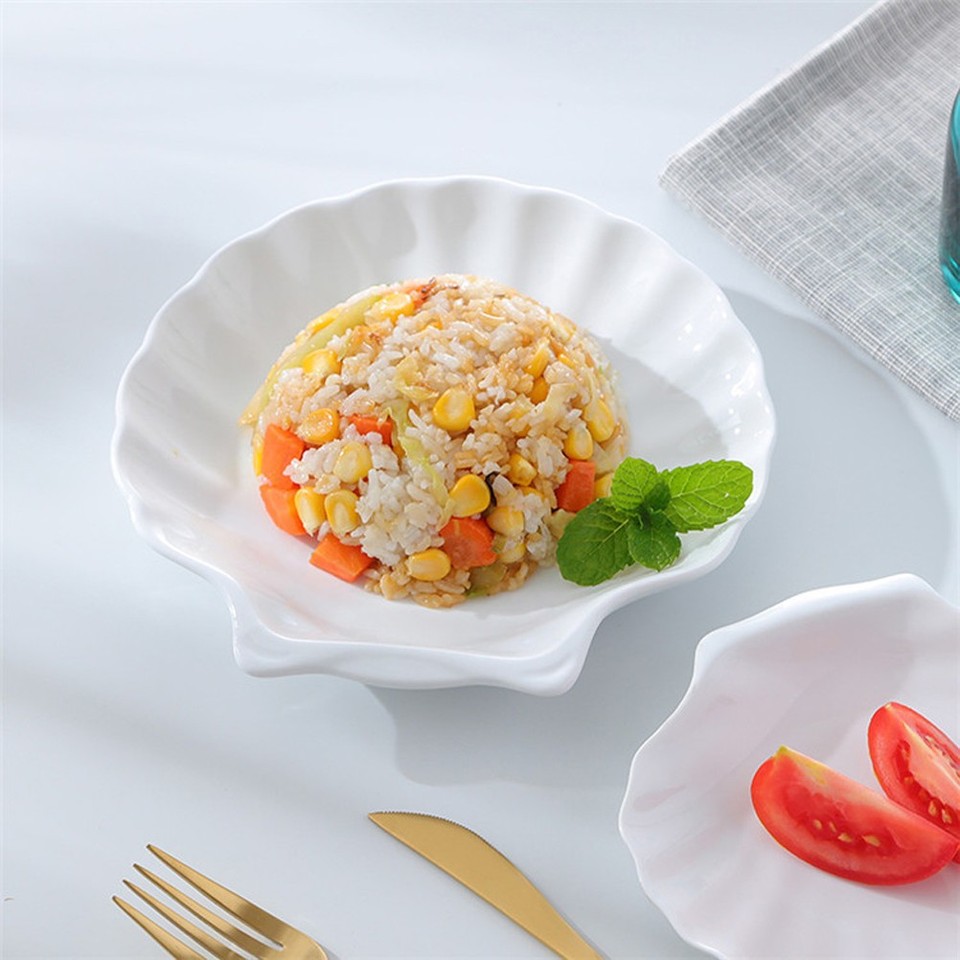 2 Pcs Shell Dish Ceramic Plate Shell-shaped Dessert Tray Home Accessory ...