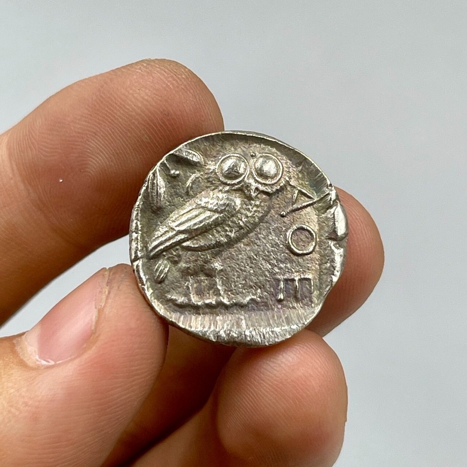 Authentic Ancient Greek Bronze Attica Owl Tetradrachm Coin in Good ...