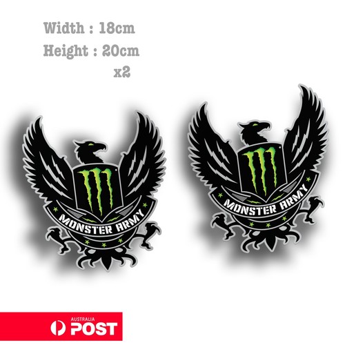 Monster Energy Drink Army Large x2 , Fridge , Bar Vinyl Sticker | eBay ...
