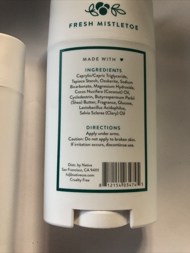 NEW (2) Paraben & Aluminum Free NATIVE Deodorant Fresh MISTLETOE And ...