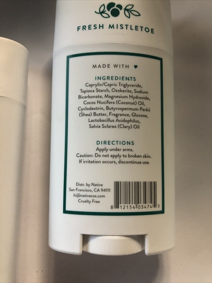NEW (2) Paraben & Aluminum Free NATIVE Deodorant Fresh MISTLETOE And ...