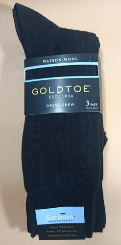 Gold Toe Watson Wool Men Socks-Dress Crew. Shoe Size 6–12 ½ .Color ...