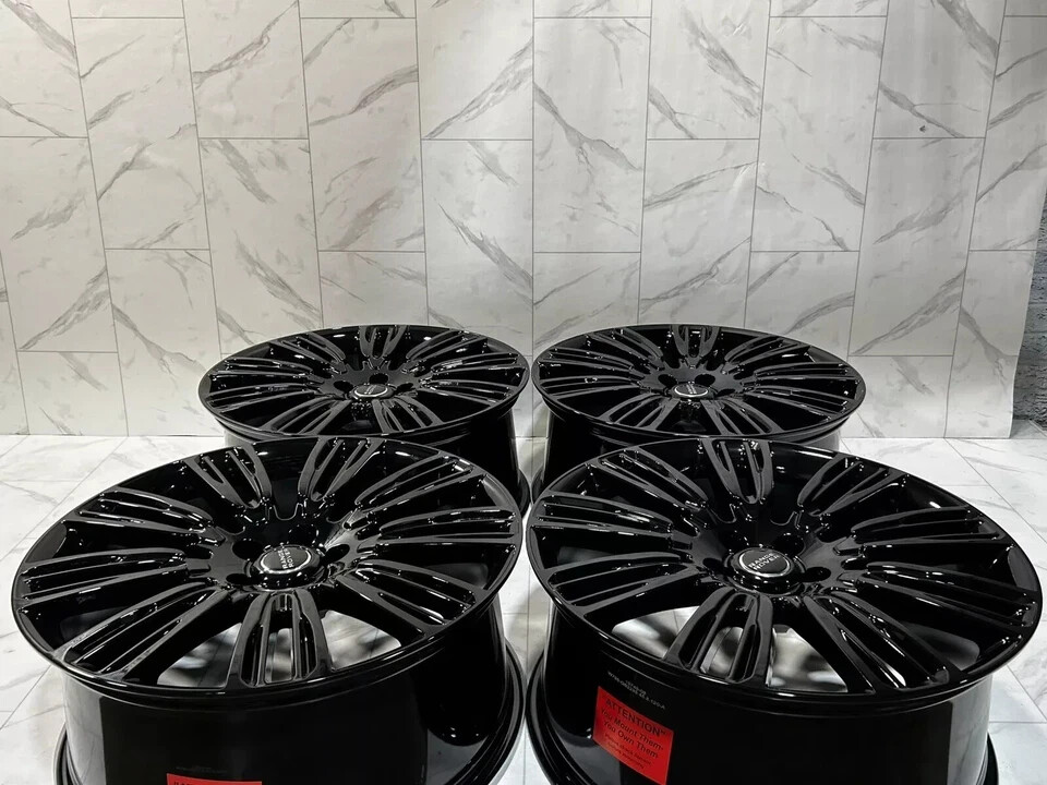 (4) 22x9.5 GLOSS BLACK WHEELS RIMS LAND ROVER RANGE ROVER VELAR SVR ...