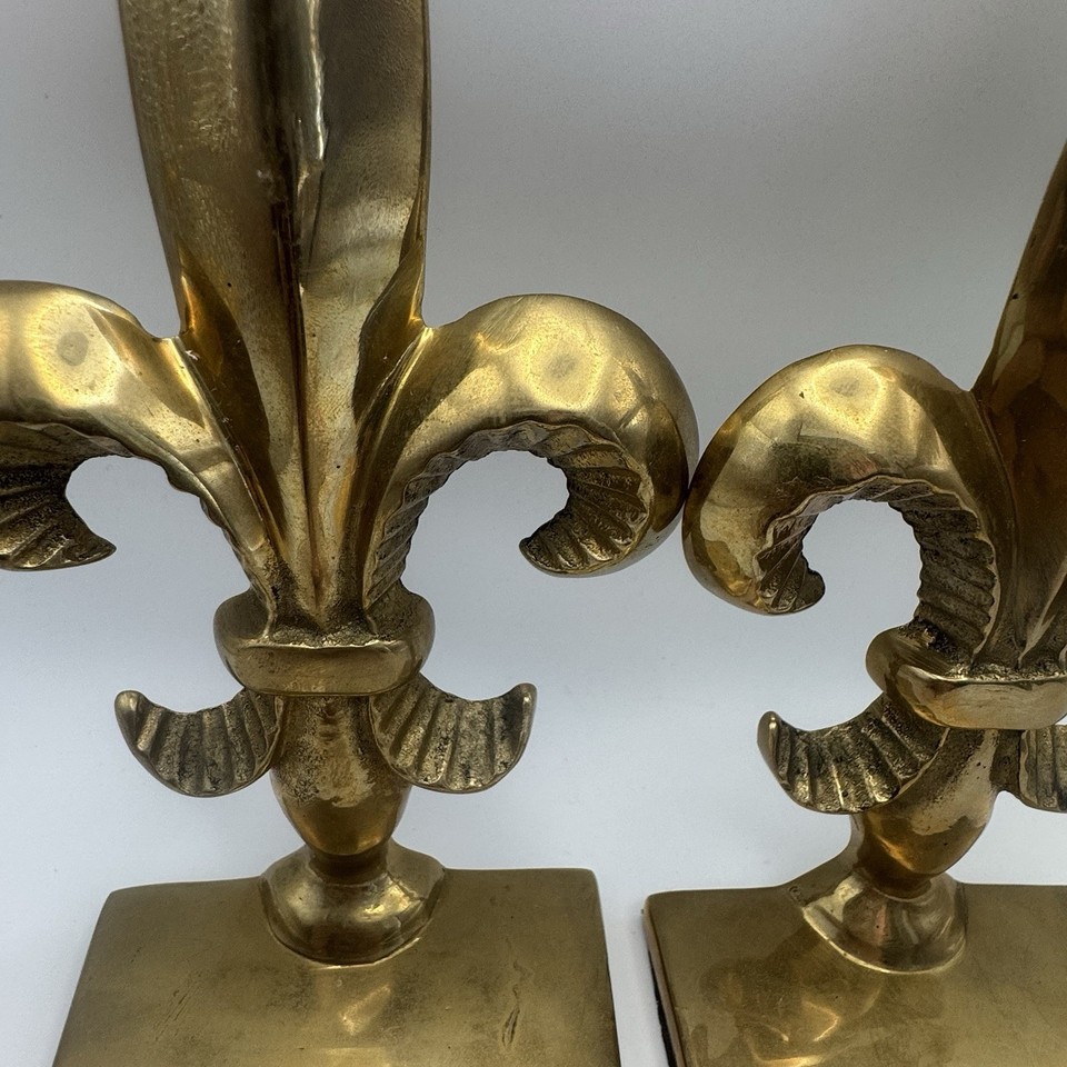 Vintage Brass Fleur-de-Lis Bookends Andrea by Sadek French Revival ...
