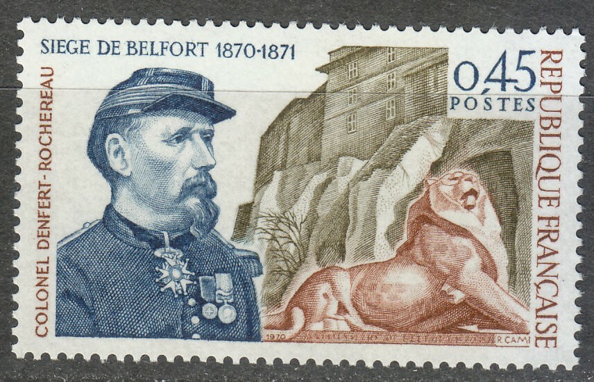 France 1970 MNH Mi 1731 Sc 1291 Franco-Prussian War. Lion. Denfert ...