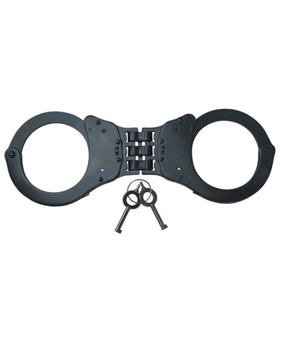 Black Handcuffs Security Heavy Duty Hinged Metal Police Style Speed ...