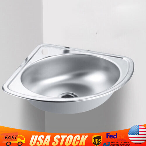 Wall Mounted Basin Sink Stainless Steel Kitchen Triangle Corner Sink ...