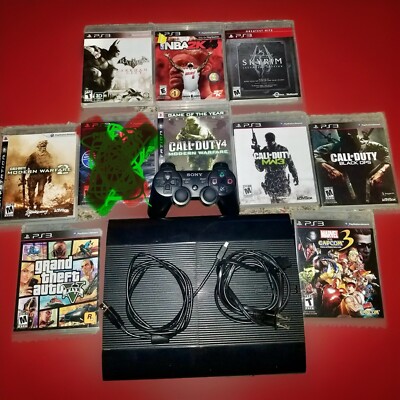 PlayStation 3 PS3 Super Slim,500GB Console,GTA5,Cod Lot,Batman,NBA ...