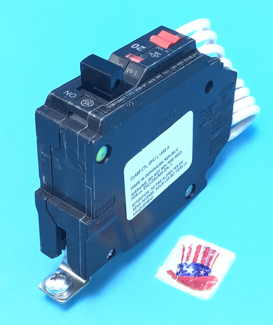 Chipped Circuit Breaker GE THQB1120GF THQB1120GFT 20 Amp 1 Pole GFCI ...