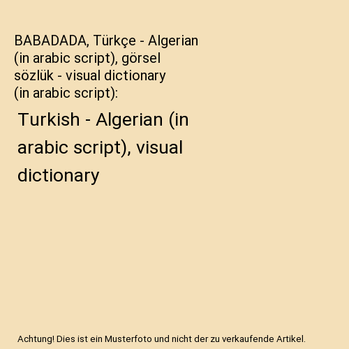 BABADADA, Türkçe - Algerian (in arabic script), görsel sözlük - visual ...