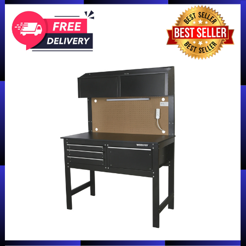 2-In-1 48-Inch Workbench and Cabinet Combo with Light, Steel, Wood | eBay