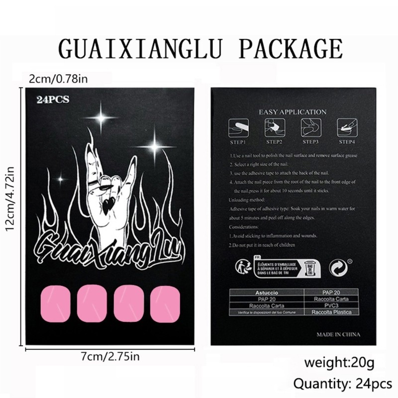 24 Pcs Simple Artificial Nail Short Square Press On Nail Solid Color ...