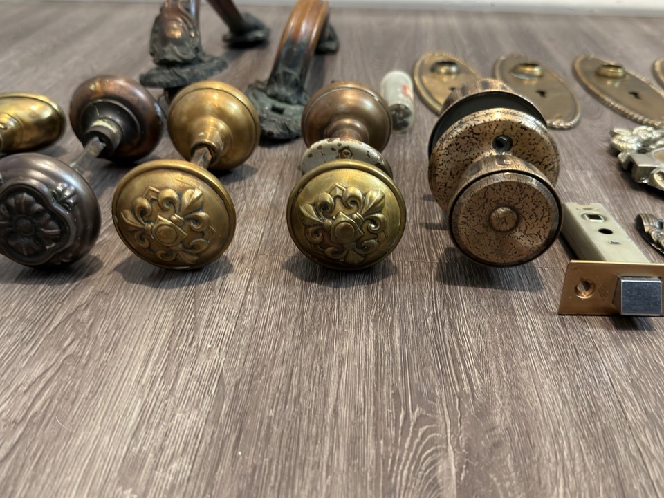 Antique Vtg. Victorian Brass Door Knobs and Backplates Sets Lot | eBay