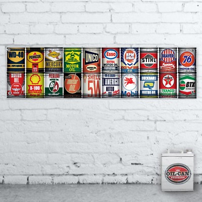 1200 x 305mmm OIL CAN COLLECTION GAS STATION DISPLAY MURAL BANNER SIGN ...