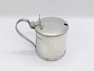 Mustard Pots - Silver Mustard Pots With Blue Glass