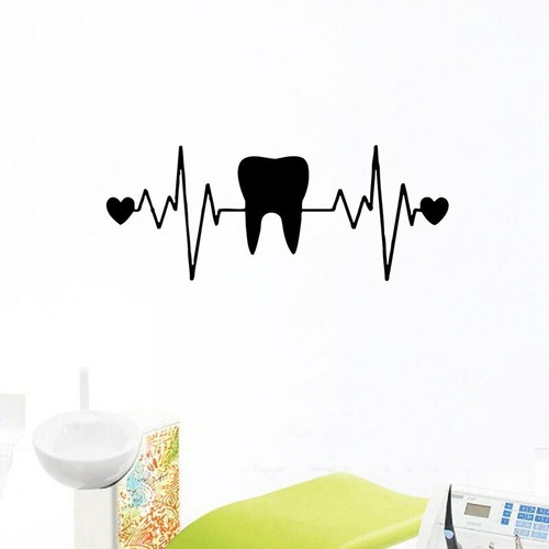 Teeth Dentistry Wall Stickers Heart ECG Vinyl Wall Decals Dentist ...