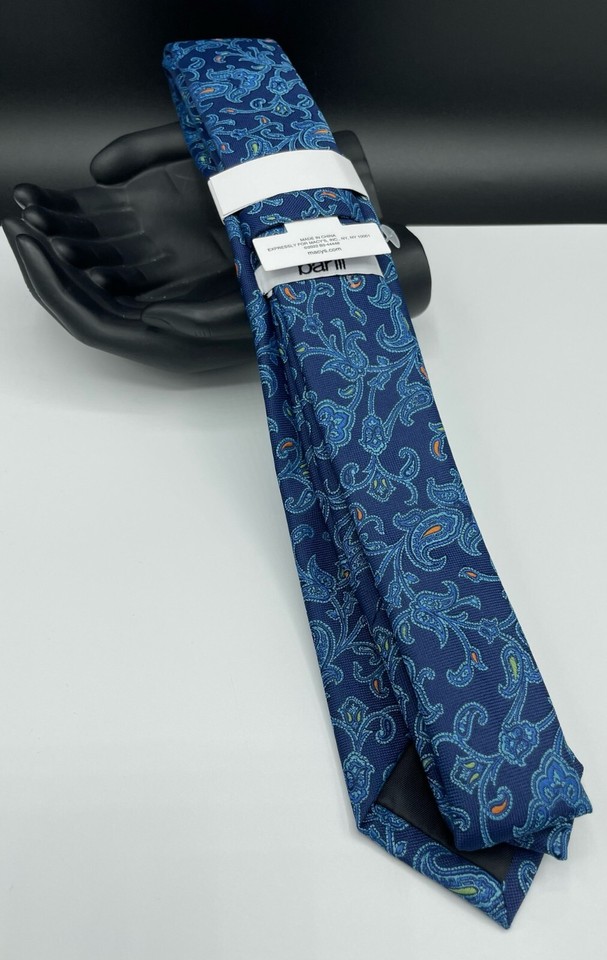 Bar III Men's Polyester Tie ~ Blue ~ Paisley Pattern ~ Narrow ~ MSRP ...