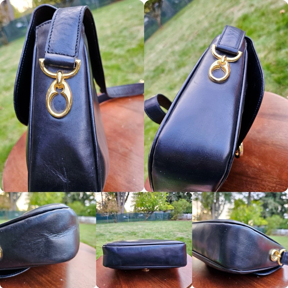 Vintage CELINE Horse Carriage Black Italy Leather Shoulder Bag | eBay