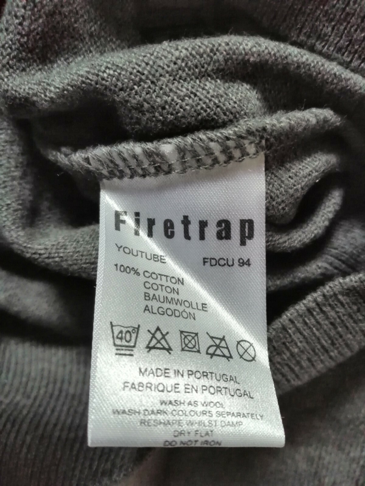 FIRETRAP Men's Light Weight Cotton SUMMER Sweater JUMPER Grey MEDIUM V ...