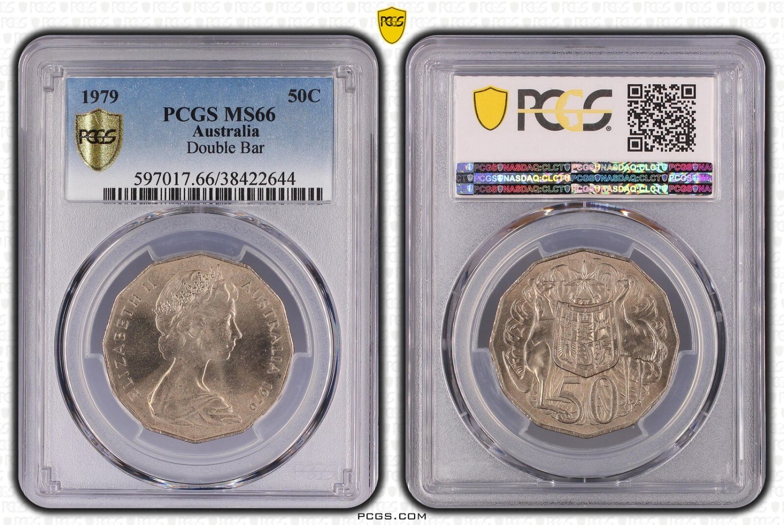 1979 50C Australia Double Bars behind the head of Emu coin PCGS Grade ...
