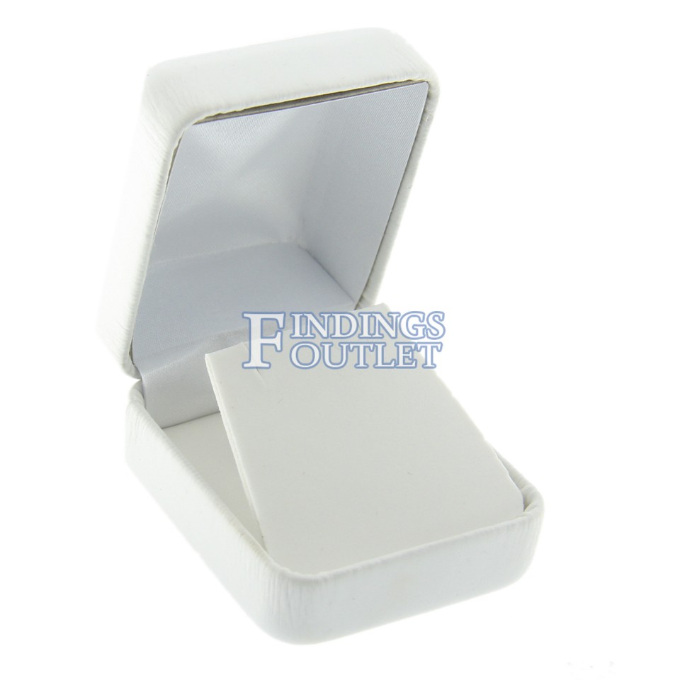 White Faux Leather Stud Earring Box Display Jewelry Gift Box Classic ...