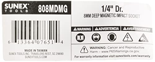 Sunex 808mdmg 1/4inch Drive 8mm Deep Magnetic Impact Socket | eBay