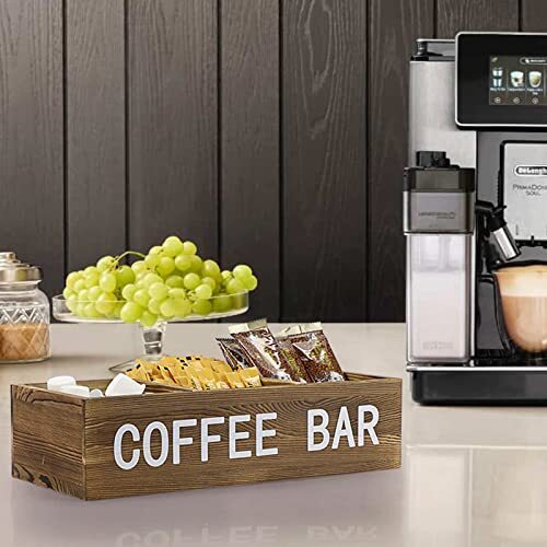 ELLDOO Coffee Pod Holder Storage Coffee Bar Wooden Storage Box with ...