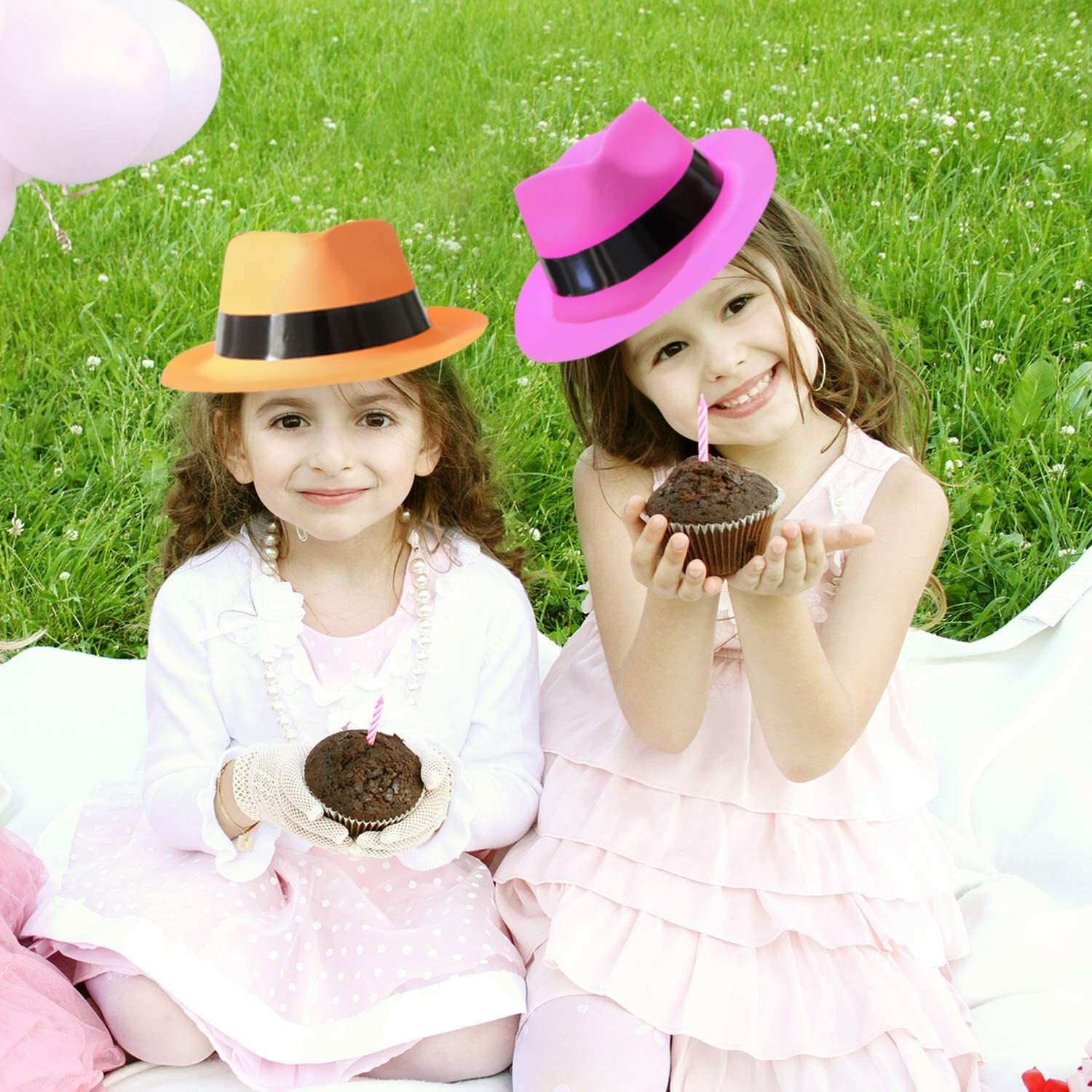 Neon Gangster Hats Plastic Party Hat – Neon Fedora Hat Assorted Colors ...