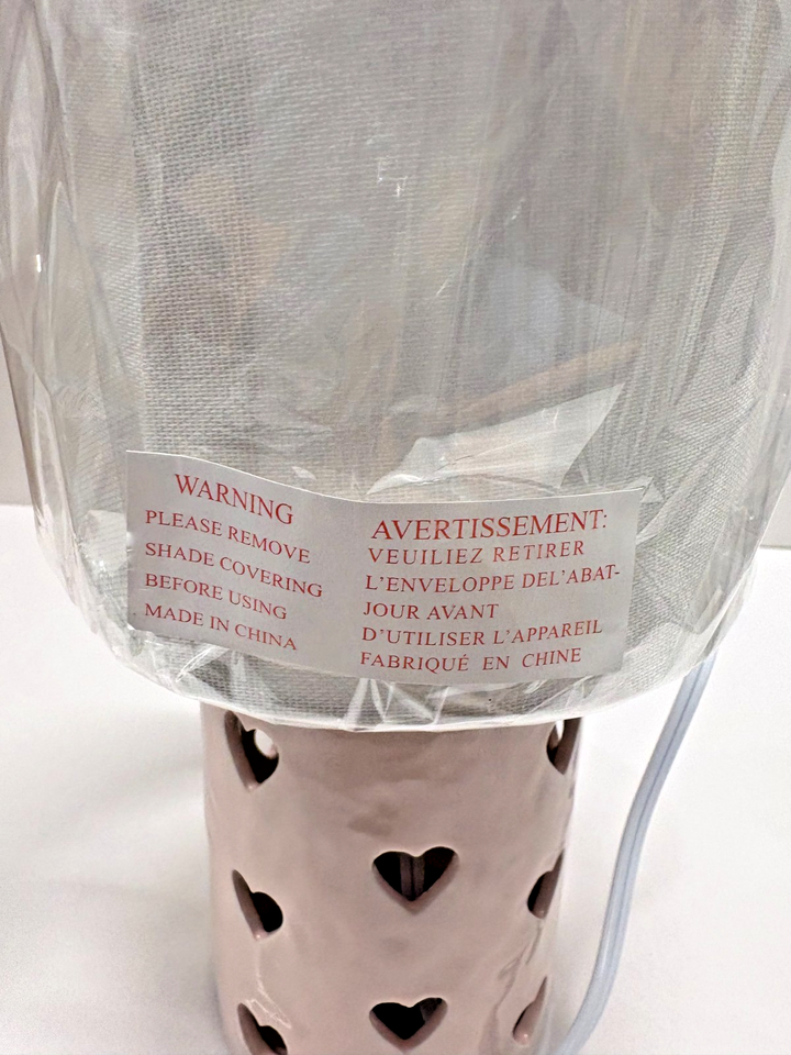 Ceramic PINK Heart Cut-Out Mini Desk Tabletop Lamp & Lampshade NEW! | eBay