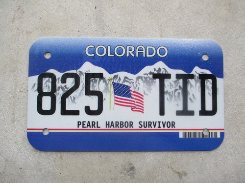 Colorado Pearl Harbor Survivor motorcycle license plate # 825 TID | eBay