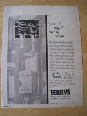 TERRY AERO VALVE SPRINGS AND MOTOR ACCESSORIES REDDITCH 1963 ADVERT A4 ...