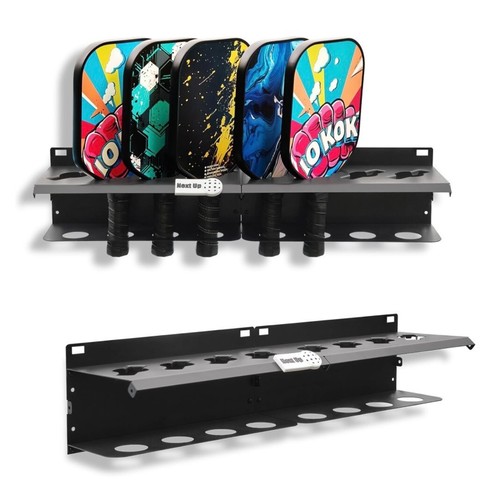 Pickleball Paddle Mount Rack Holder 4/8 + “Next Up” Player Label (Two ...