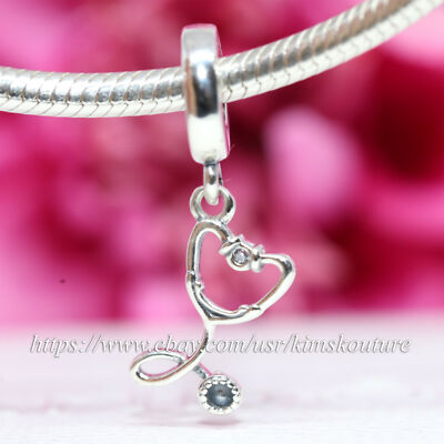 Authentic Sterling Silver Stethoscope Heart Charm 799072C01 | eBay
