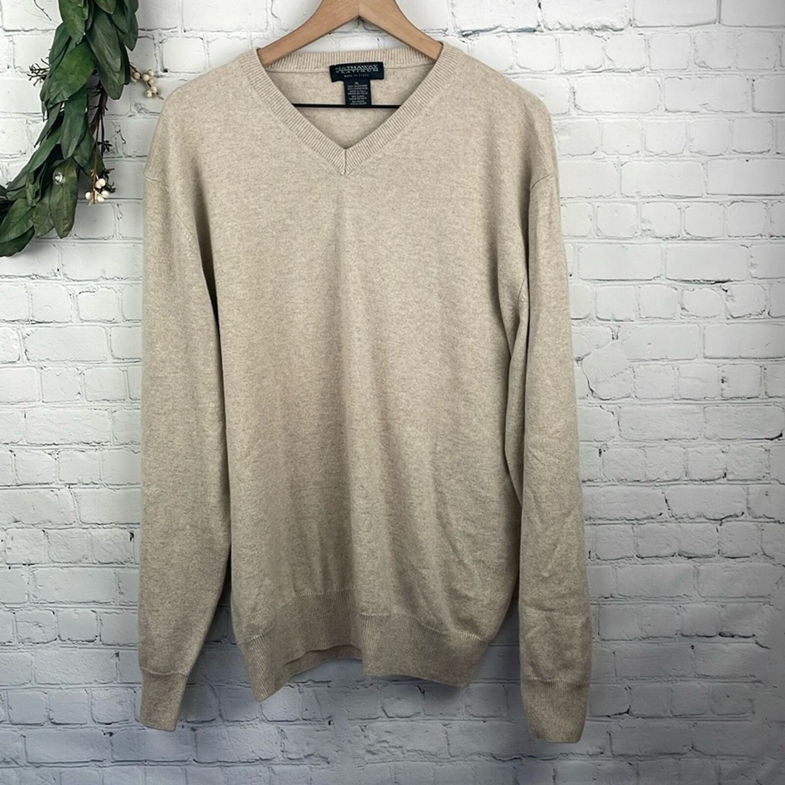 HATHAWAY Platinum Men's Cashmere V-Neck Pullover Swea… - Gem