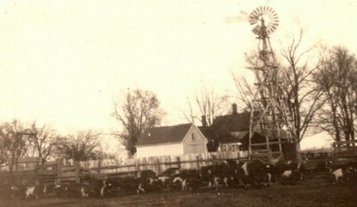 Vintage 1930's Photograph Farmhouse and Cattle Ranch Windmill in the ...