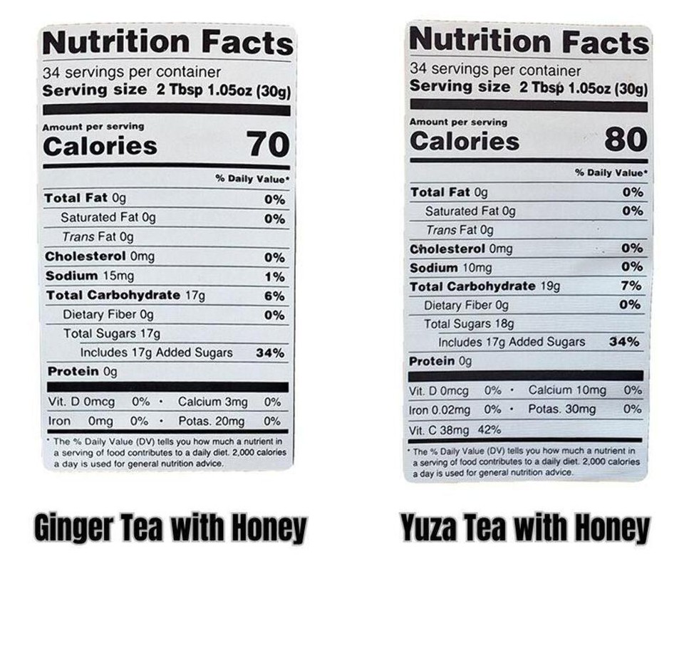 HAIO Ginger Tea with Honey & Yuza Citron Tea with Honey (Combo Pack), 2 ...