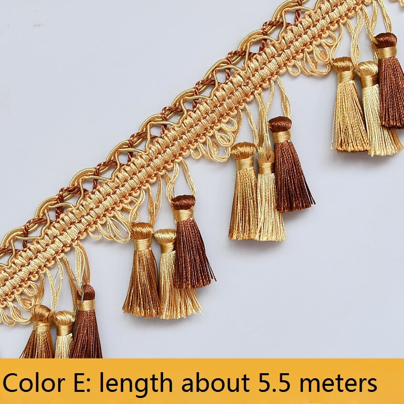 5.5M Fringe Tassel Lace Trim DIY Upholstery Edging Trimming Ribbon ...