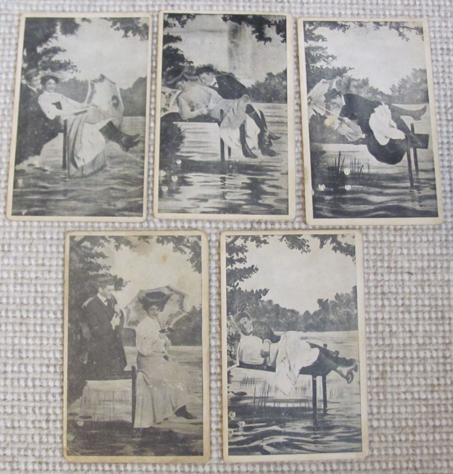 Lot of 5 Postcards Man Wooing Woman on Dock Undivided Back Unposted | eBay