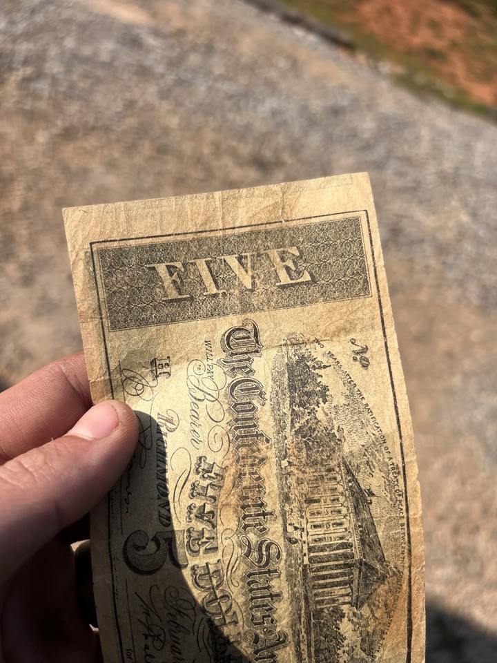 1864 the Confederate States of America Five Dollar Bill Civil War Era ...